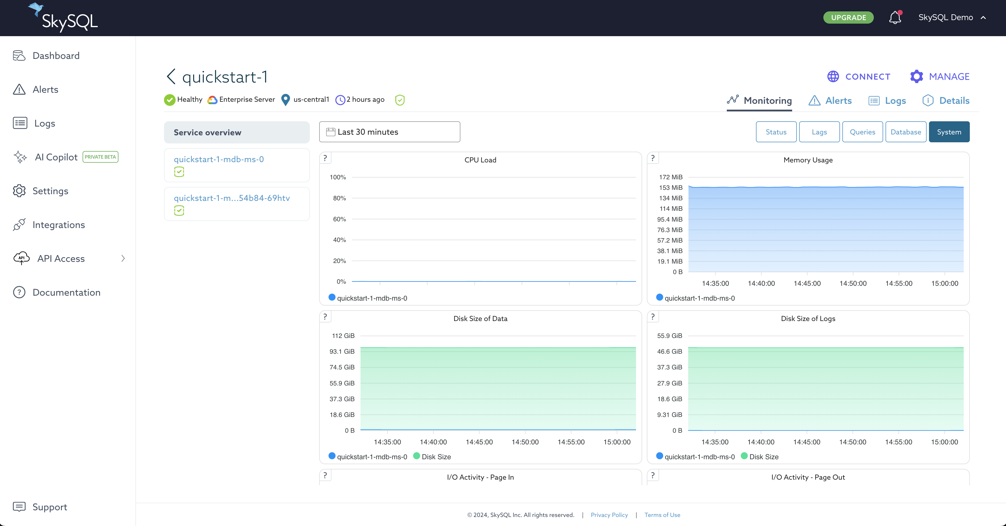 Service Monitoring Panels - SkySQL Documentation